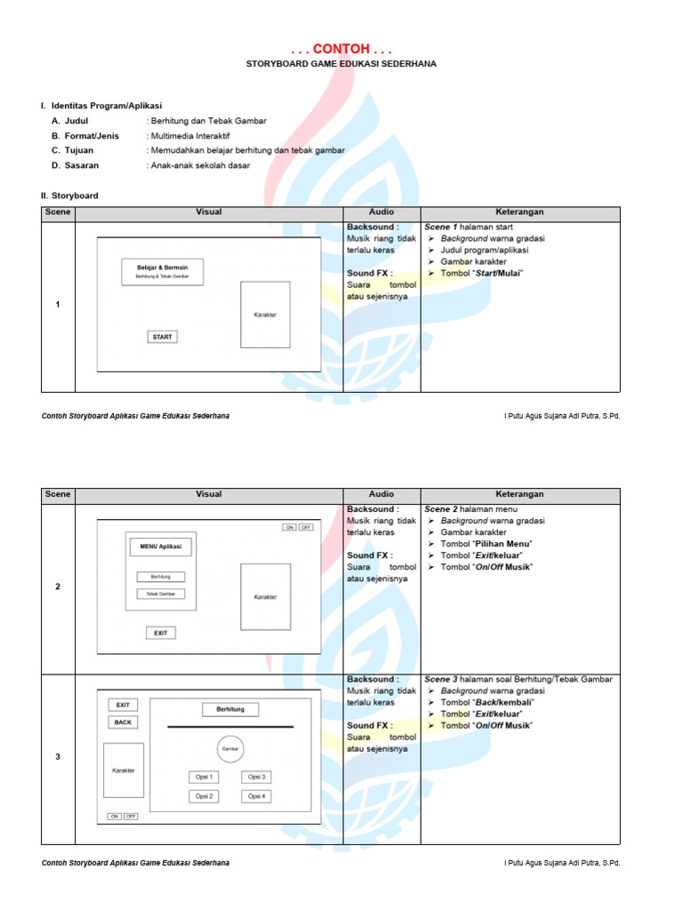 Contoh Storyboard Game Edukasi | PDF