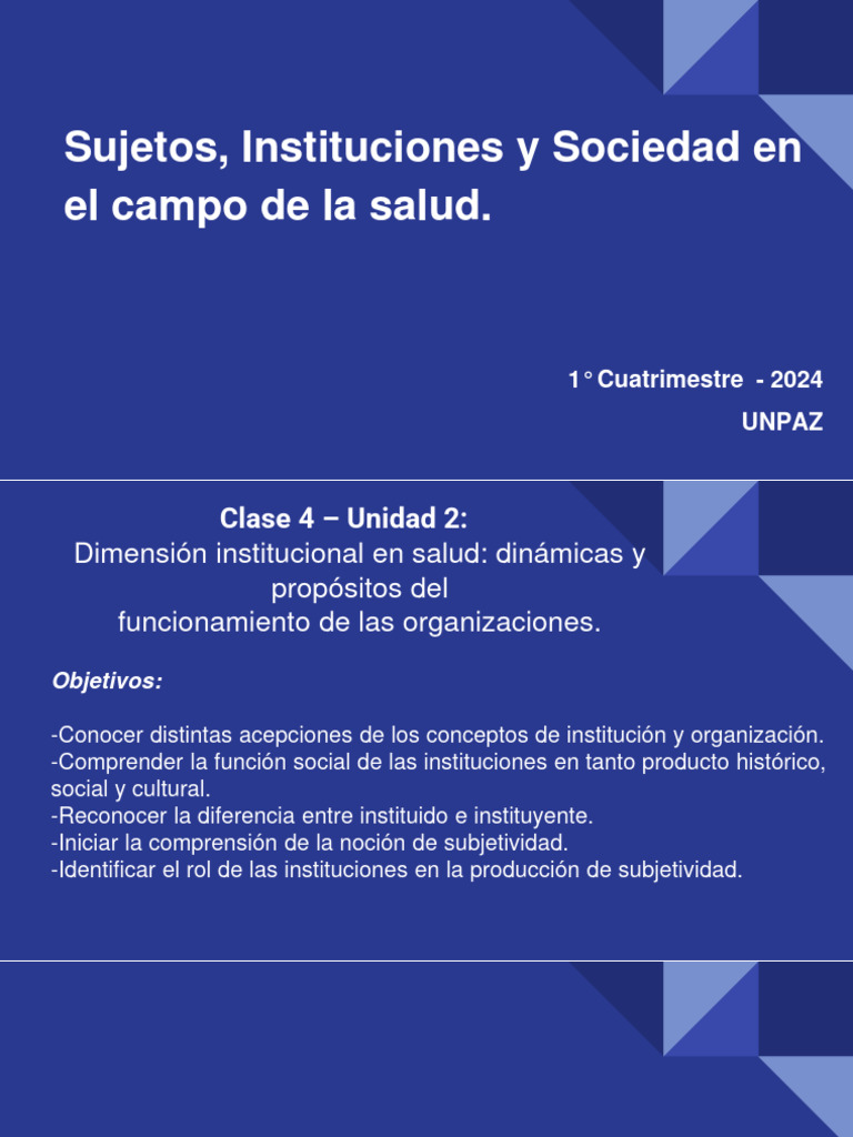 Clase 4 - 1°sujetos 2024 | Descargar gratis PDF | Institución | Sociedad