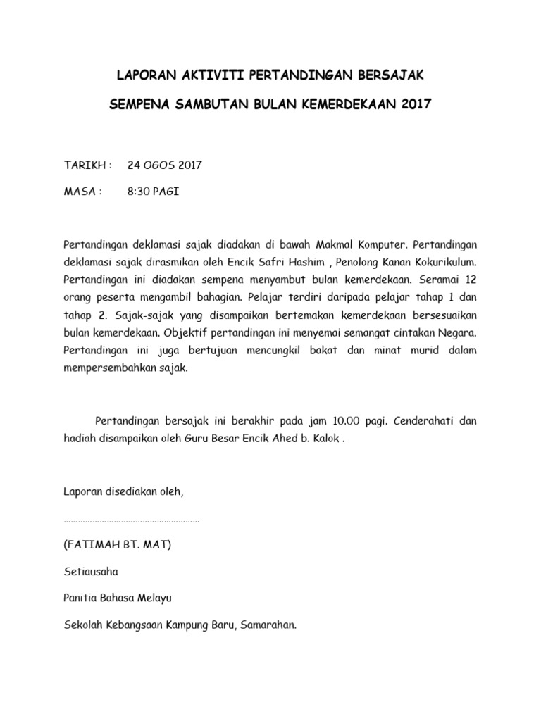 Laporan Aktiviti Pertandingan Bersajak | PDF