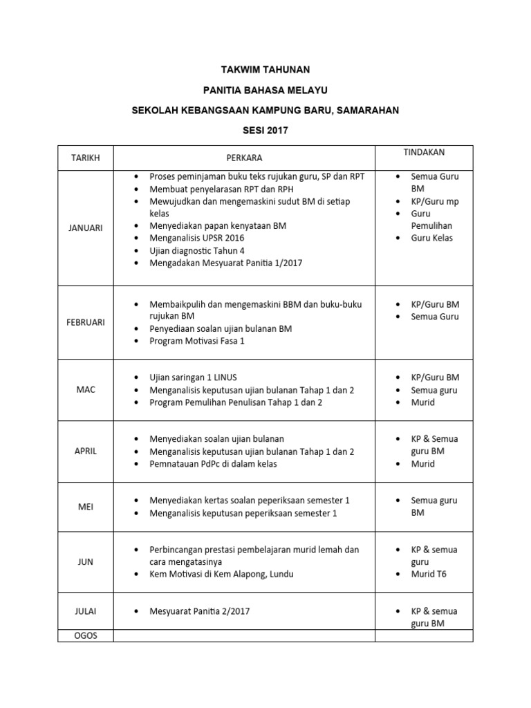 Takwim Tahunan | PDF