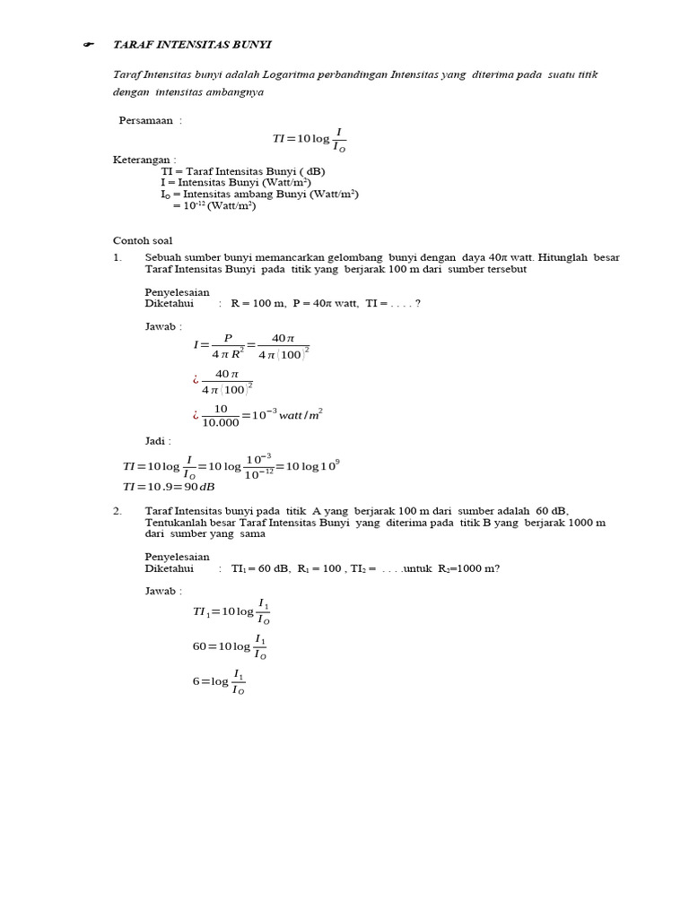 05 Taraf Intensitas Bunyi | PDF | Metode & Bahan Ajar