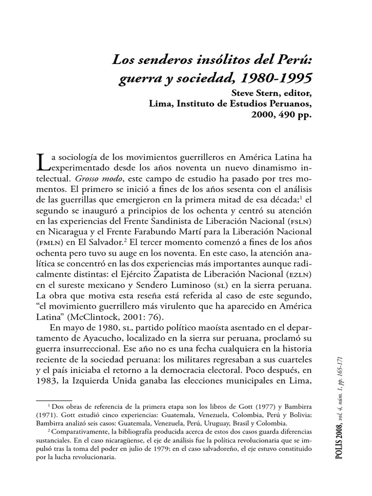 Los Senderos Insólitos Del Perú 1980-1995 | PDF | Perú | Guerra de ...