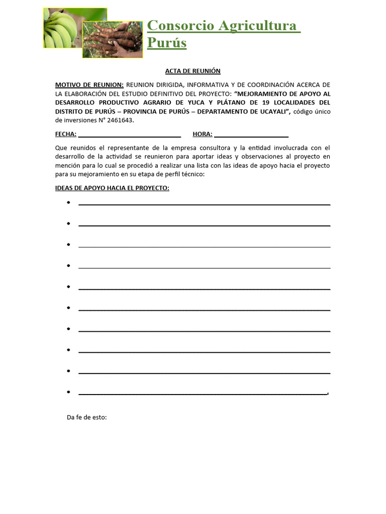 Reunión sobre Proyecto Agrario Purús | PDF