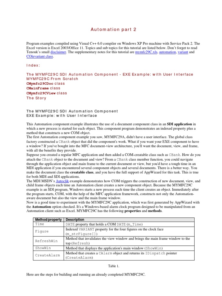 Automation Part 2: Disclaimer Mymfc29C.Xls Automation Variant Colevariant Class | PDF ...