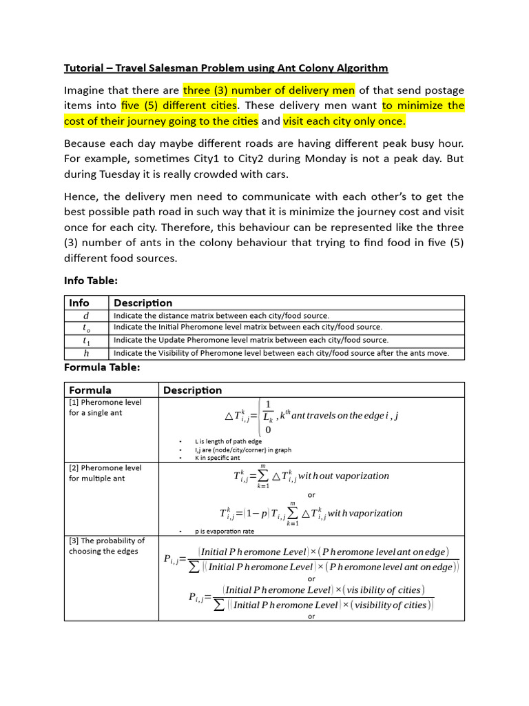 Ant Colony Algorithm for TSP Solution | PDF | Matrix (Mathematics) | Algorithms