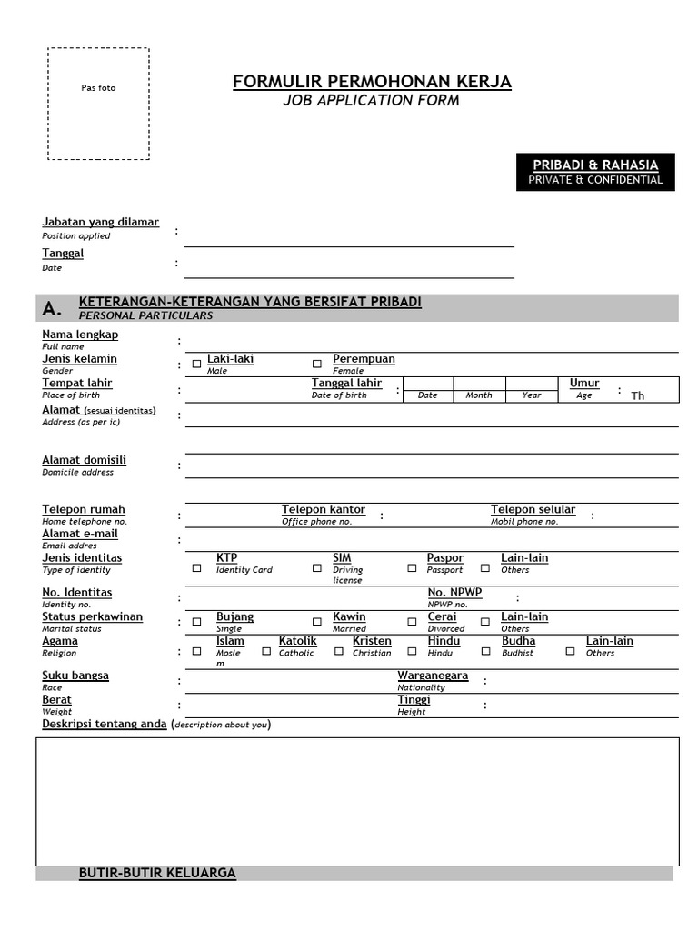Form Biodata TRB | PDF