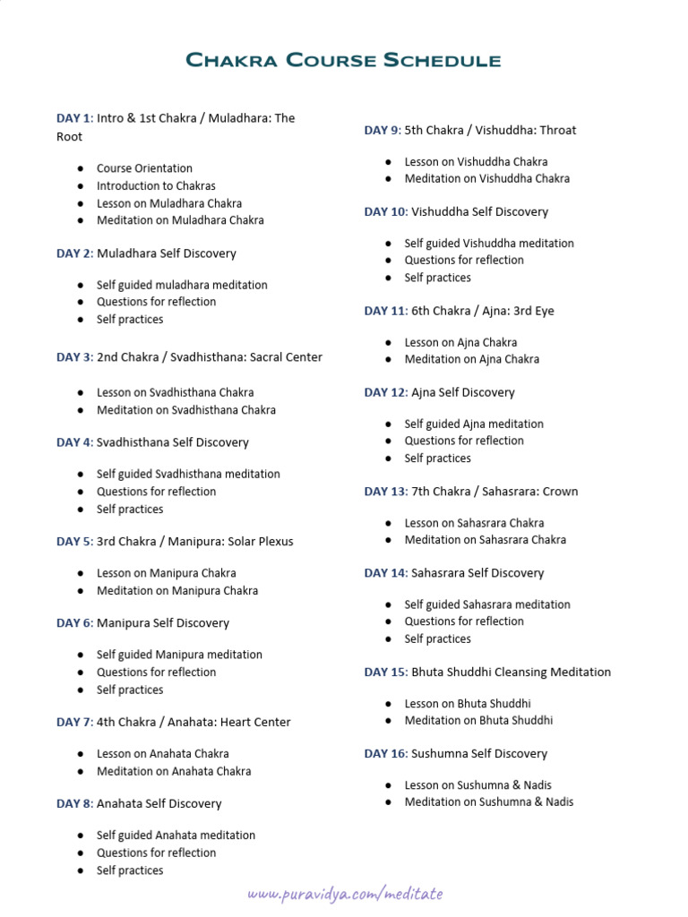 0 Chakra Course Schedule | PDF | Chakra | Āstika