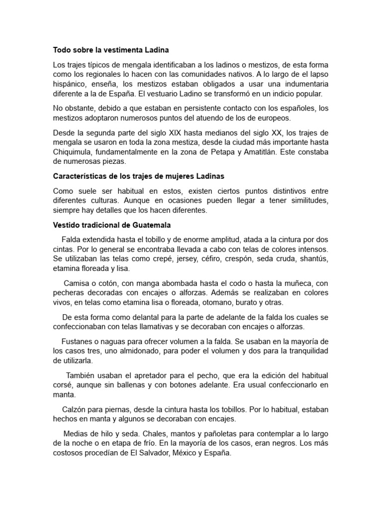 Todo Sobre La Vestimenta Ladina | PDF | Ropa | Falda