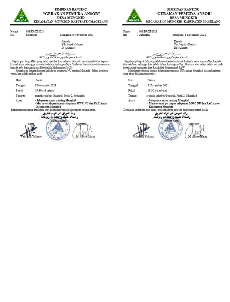 Undangan Vvip Ansor | PDF