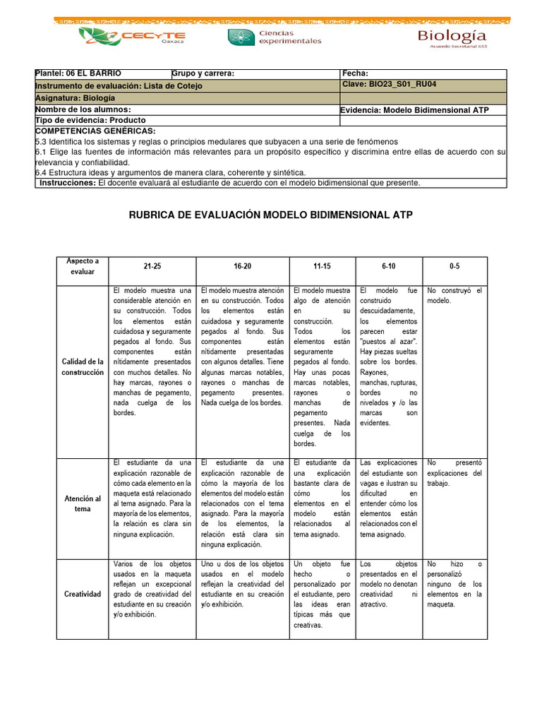 Bio23 s01 Ru04 Maqueta Atp | PDF