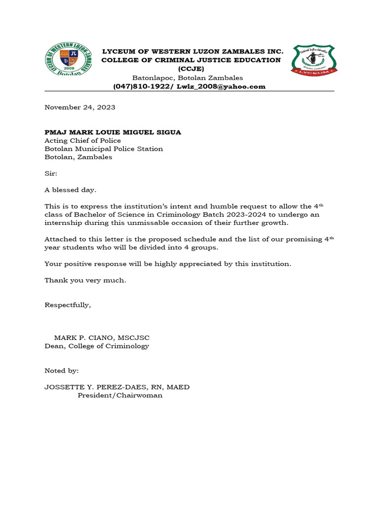 Endorse Letter PNP Botolan | PDF | Social Science