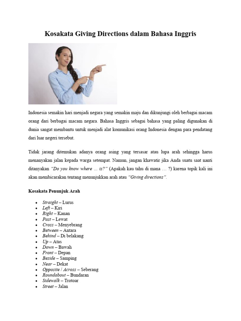Kosakata Giving Directions Dalam Bahasa Inggris | PDF