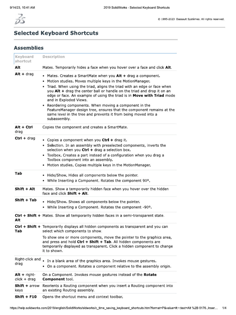 Soild Works - Shortcut Key | PDF