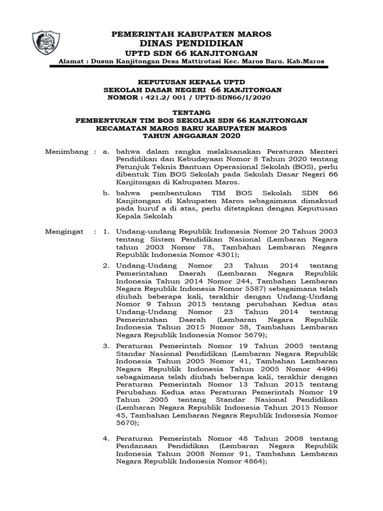 SK Tim Bos 2022 | PDF