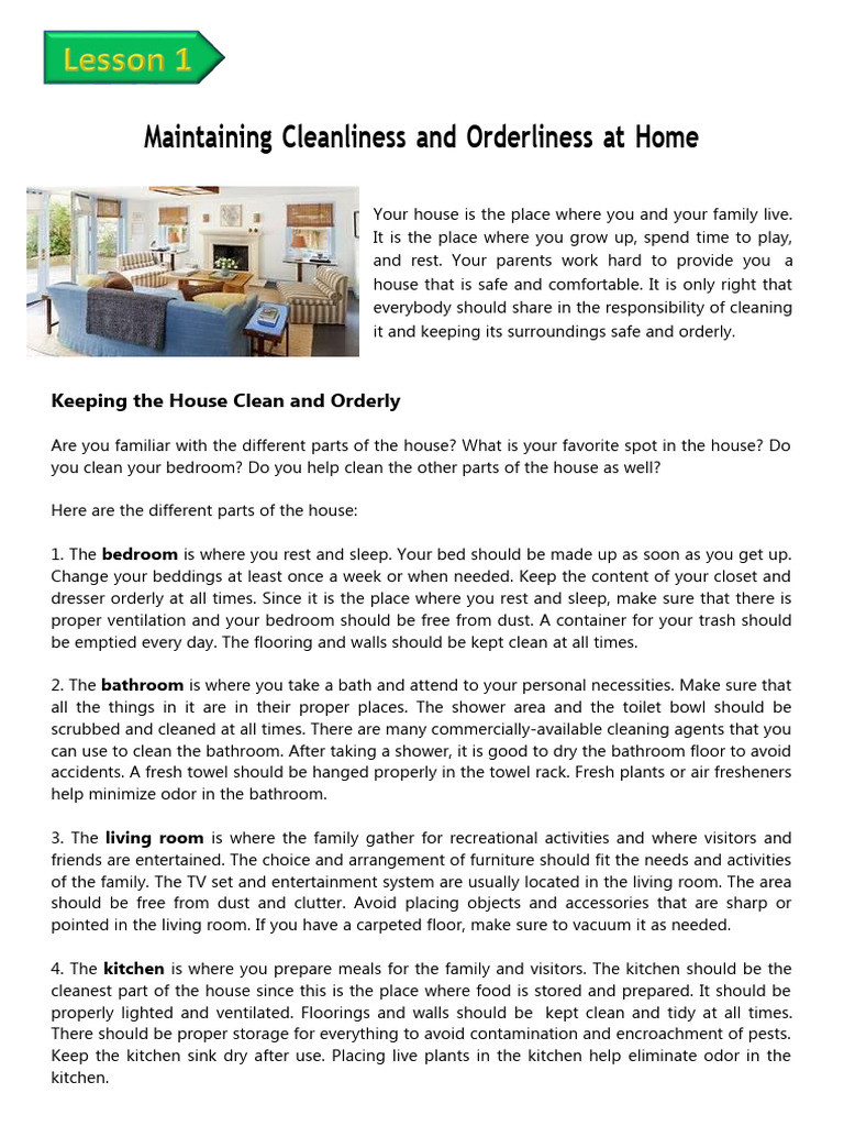 Lesson 1 - Housekeeping | PDF | Vacuum Cleaner | Home
