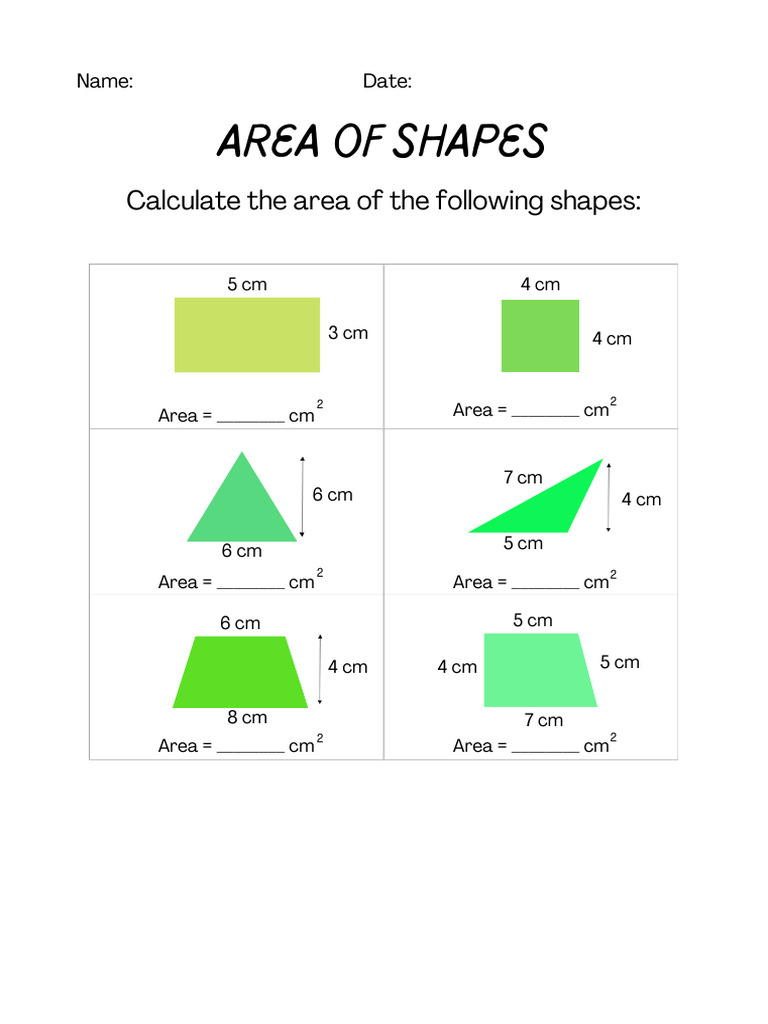 Calculate Area of Various Shapes | PDF