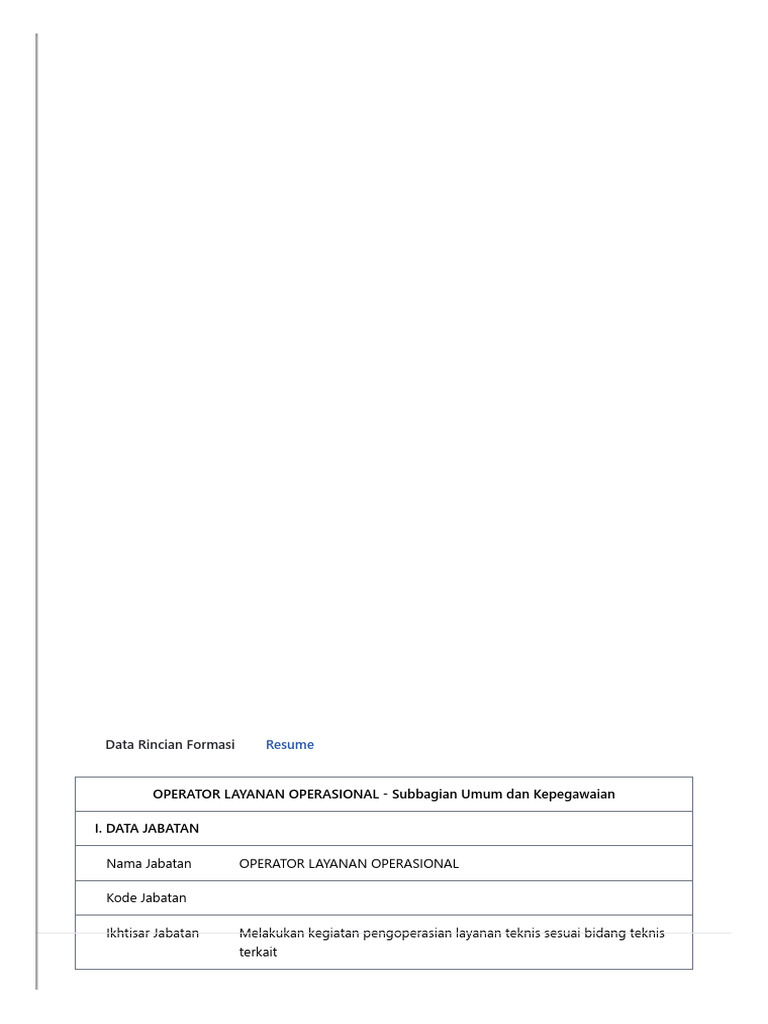 OPERATOR LAYANAN OPERASIONAL - Subbagian Umum Dan Kepegawaian | PDF