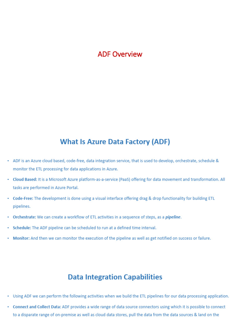 025.0 ADF Overview | PDF | Microsoft Azure | Cloud Computing
