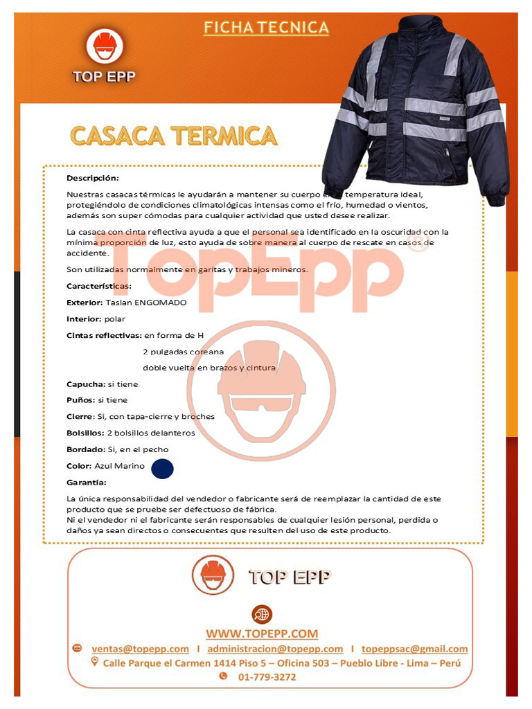 Casaca Termica - TopEpp S.A.C. | PDF