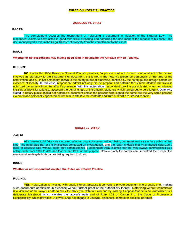 Cases - Rules On Notarial Practice | PDF | Affidavit | Notary Public