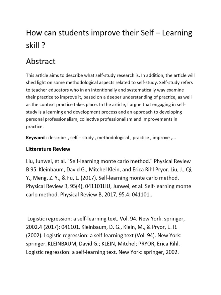 How Can Students Improve Their Self - Learning | PDF | Teachers | Cognition