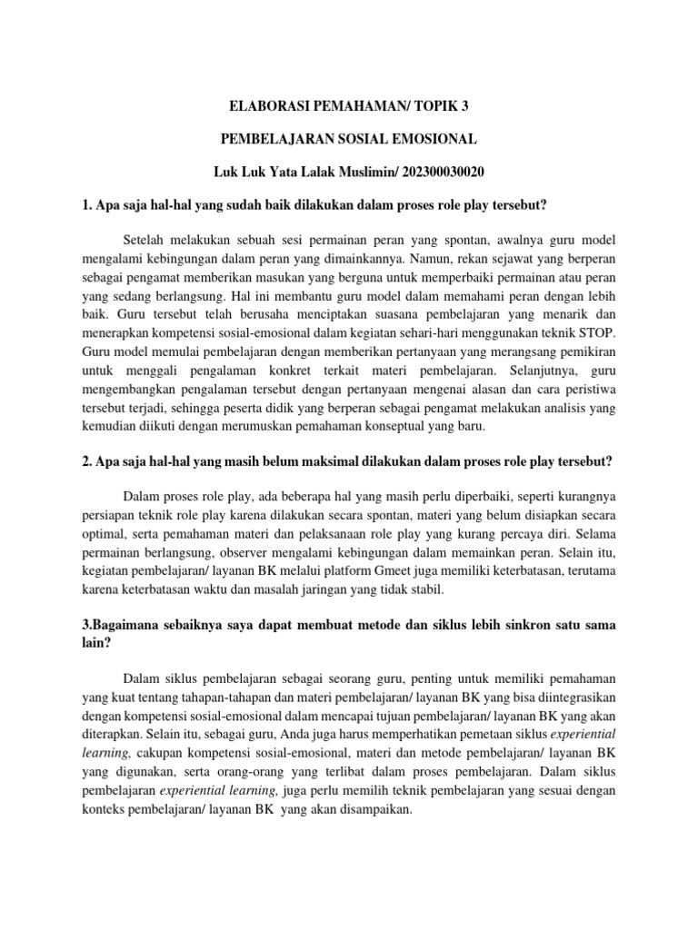 Elaborasi Pemahaman - Topik3 - Pse | PDF