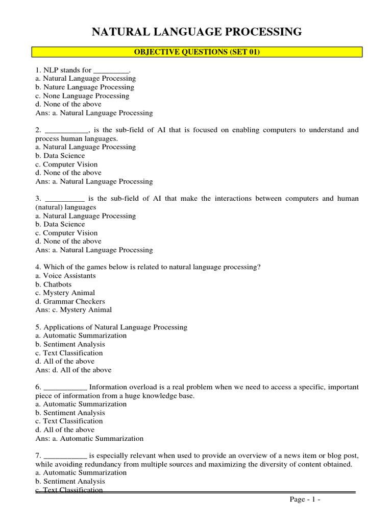 Natural Language Processing Important Questions Answers | PDF | Semantics | Word