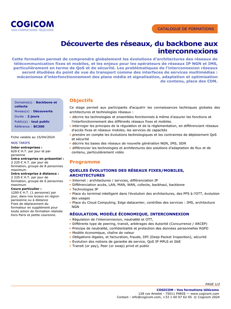 Formation sur le Backbone Réseau | PDF | IP multimedia subsystem | Mise ...