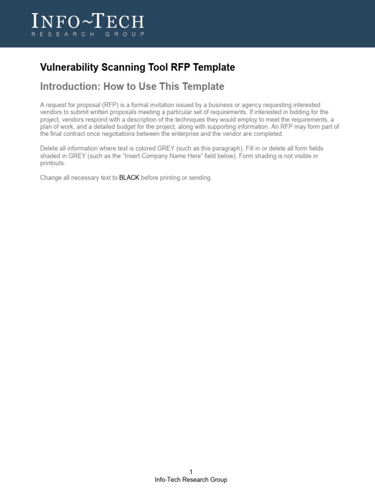 It Vulnerability Scanning Tool RFP Template R1 | PDF | Request For Proposal | Vulnerability ...