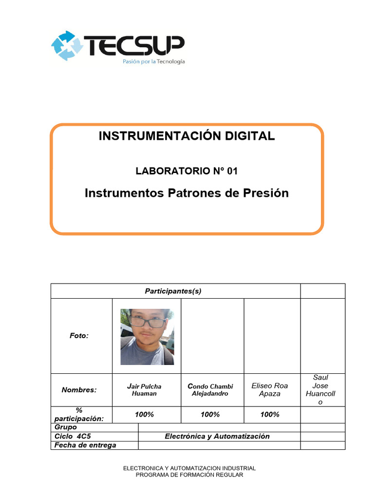 LAB-S01-2023 - Instrumentos Patrones de Presión Terminado | PDF | Medición | Sensor