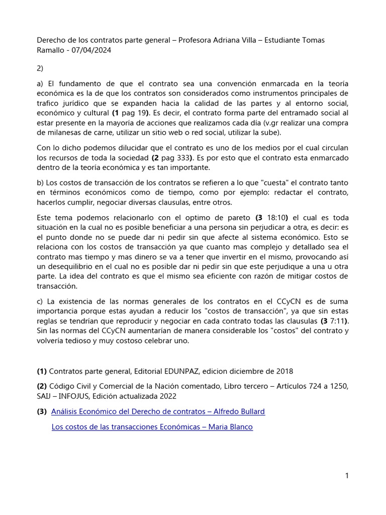 A1 Derecho de Los Contratos Parte General Tomas Ramallo | PDF | Derecho ...