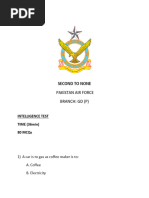 Pakistan Air Force Test Sample Paper | PDF | Question | Intelligence