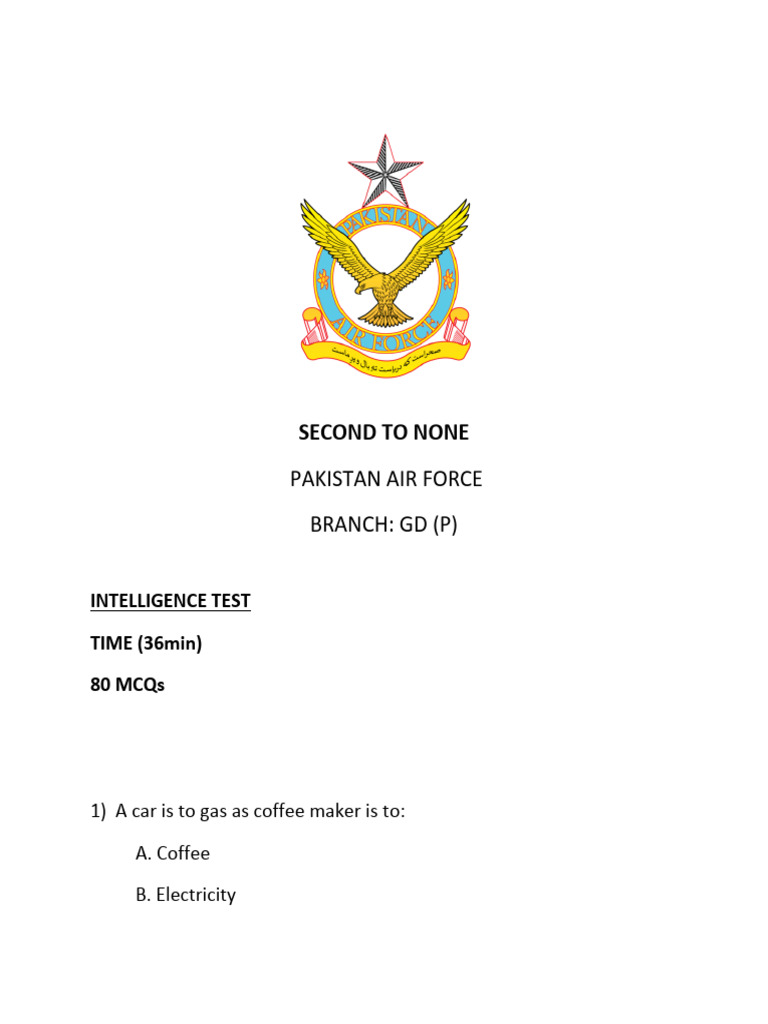 Paf Intelligence Test | PDF | Reproduction