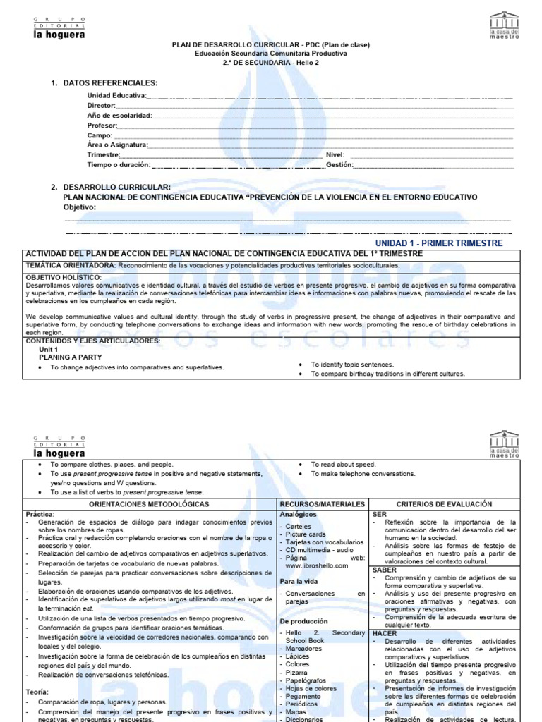 Actividades de PDC en Secundaria 2025 | PDF | Léxico | Lingüística