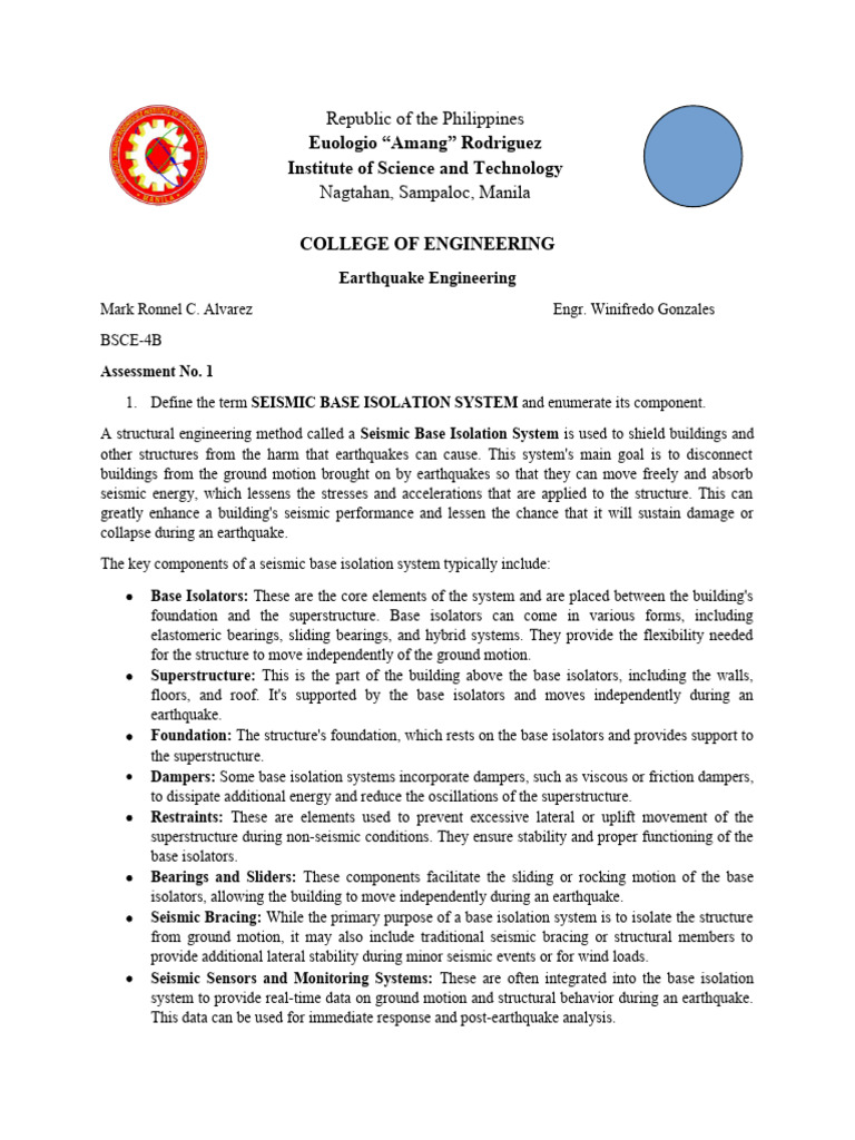 EARTHQUAKE-Assessment 1 | PDF | Earthquakes | Moment Magnitude Scale