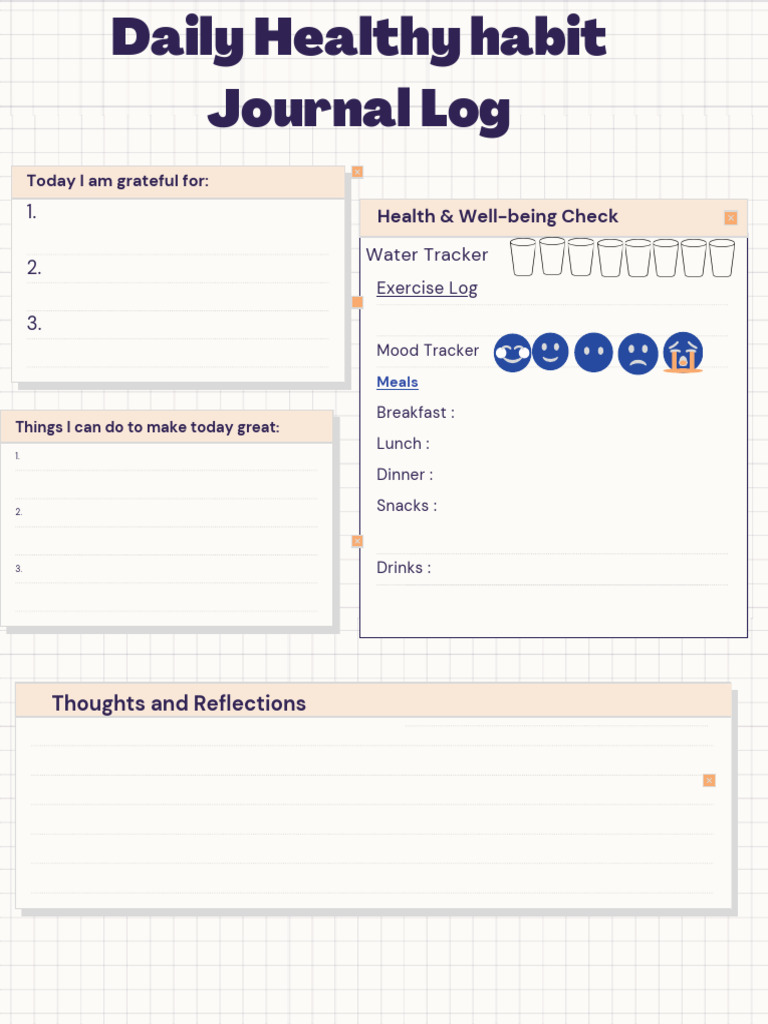 Daily Mood and Health Tracker | PDF | Meal | Lunch