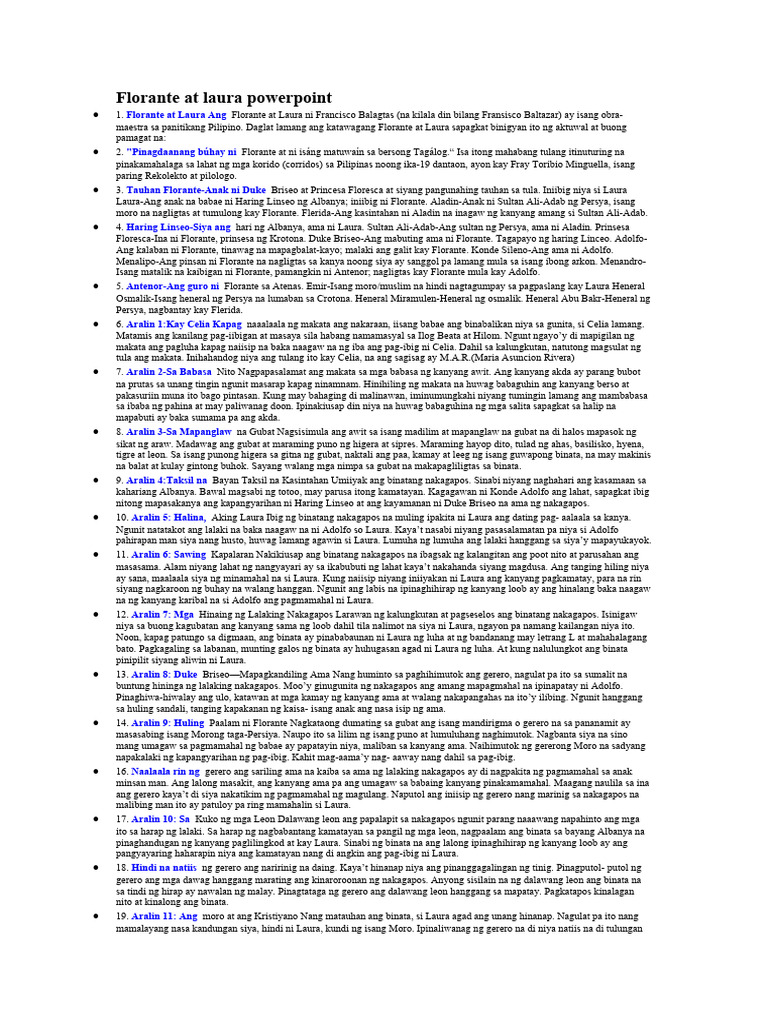 Florante at Laura Powerpoint | PDF