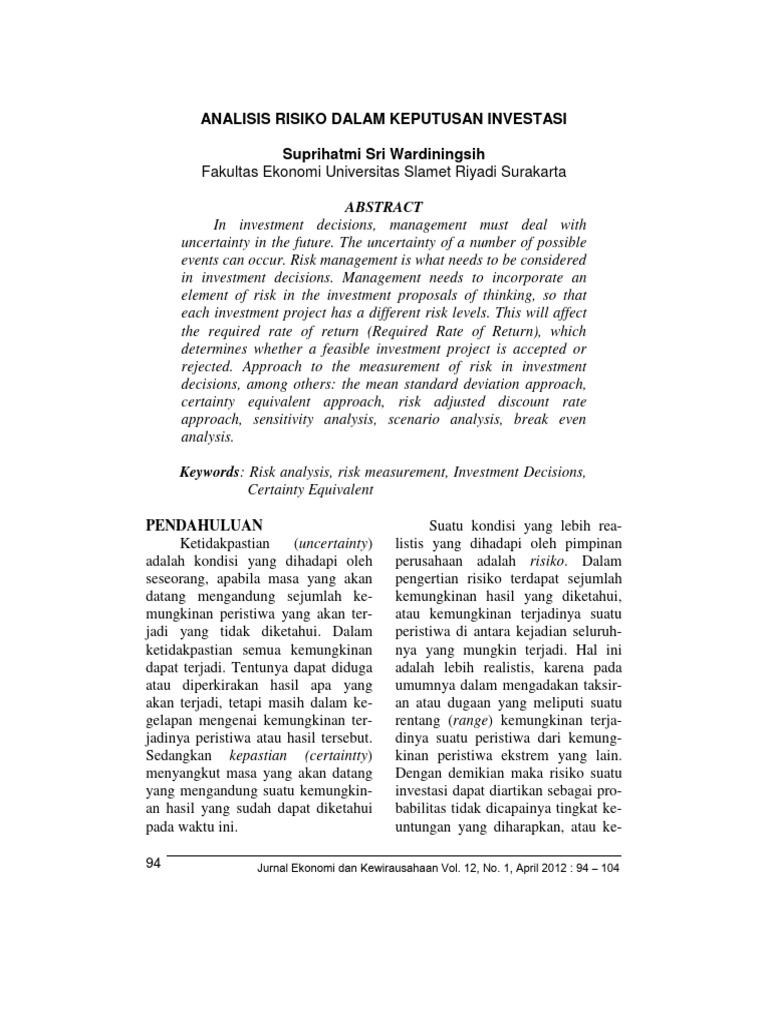 MPK Bab 10 Certainty Equivalent | PDF