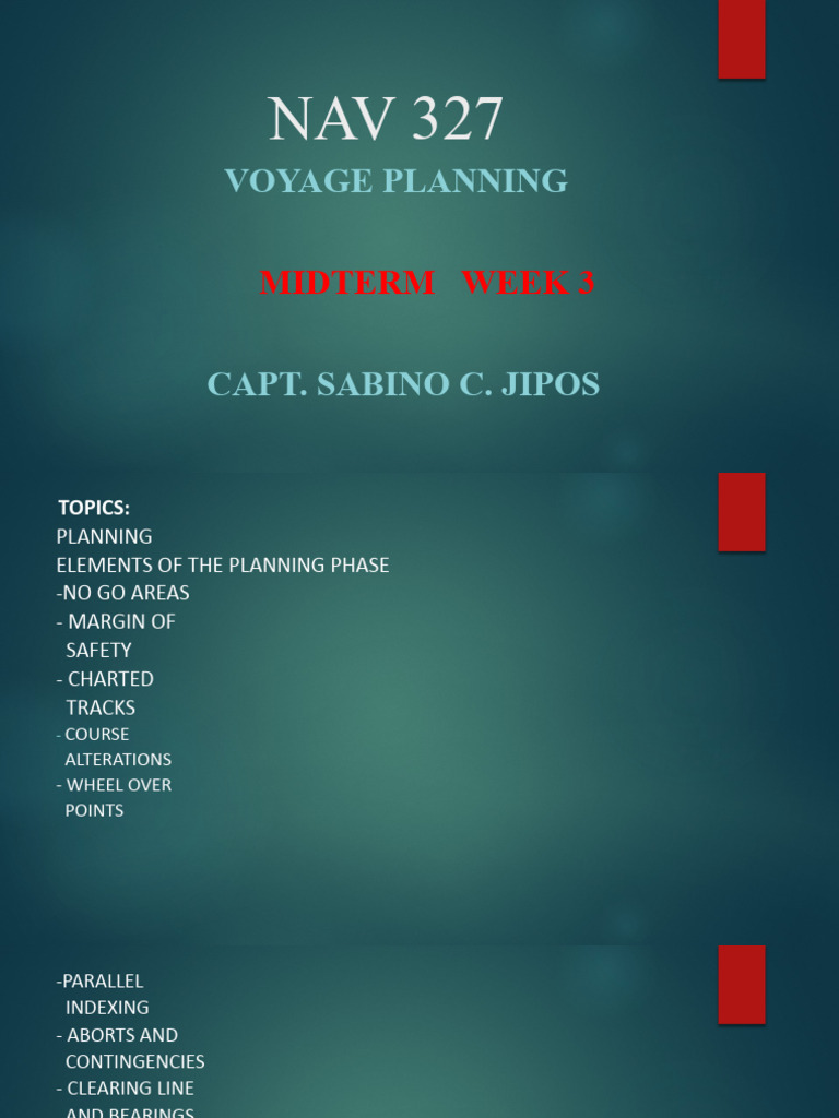 Voyage Planning Essentials: NAV 327 | PDF | Navigation | Oceans