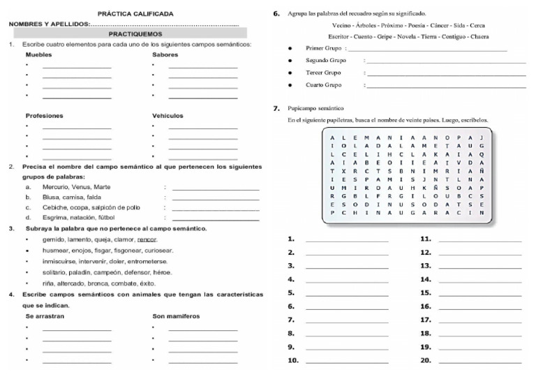 2do - Ejercicios Campo Semantico | PDF