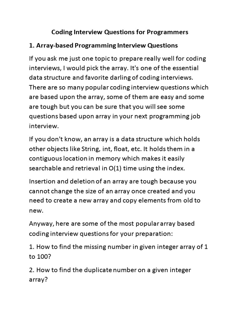 Coding Interview Questions For Programmers Pdf String Computer Science Algorithms And 3027