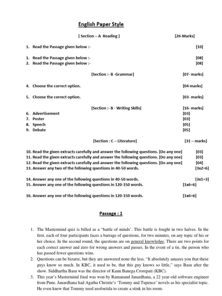 English Exam Paper Format | PDF | Soil | Flood
