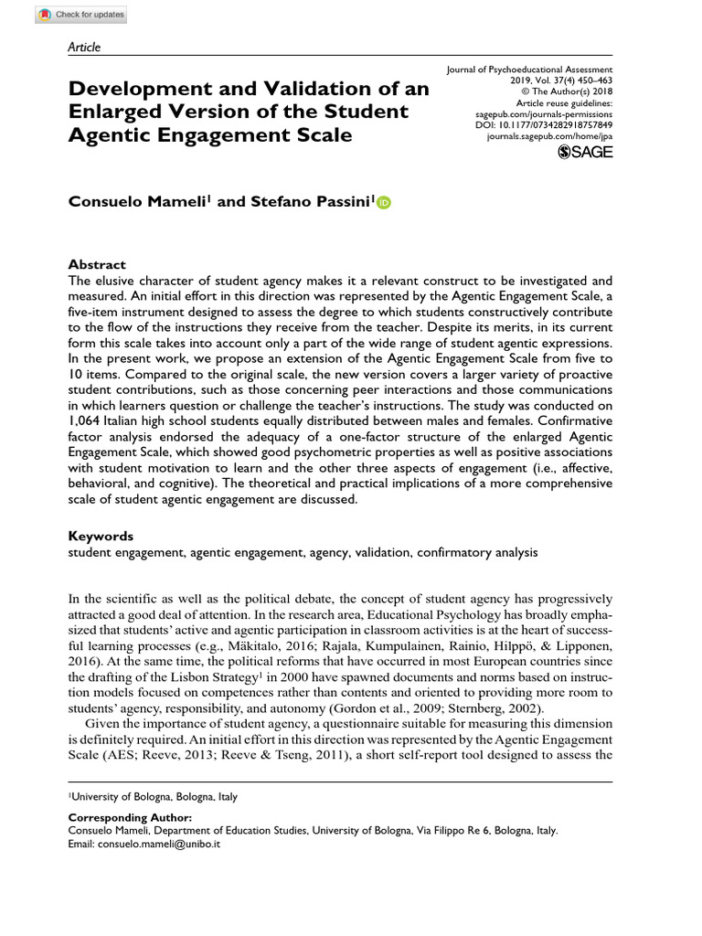 Expanded Student Agentic Engagement Scale | PDF | Behavioural Sciences ...