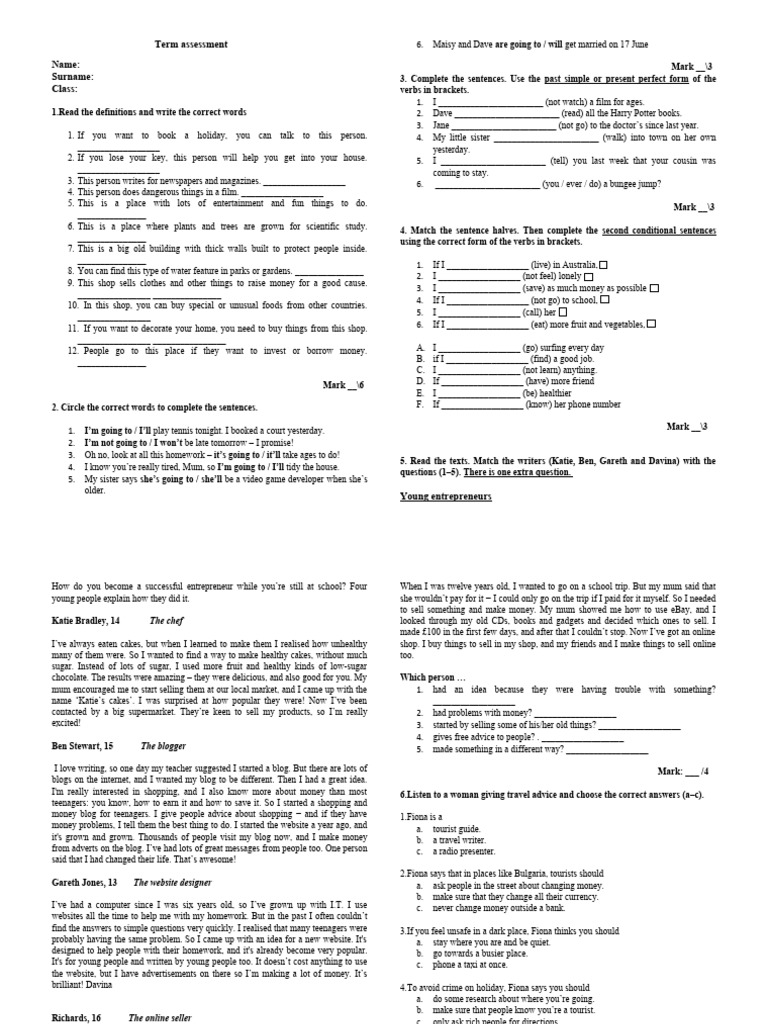 1соч | PDF | Waiting Staff