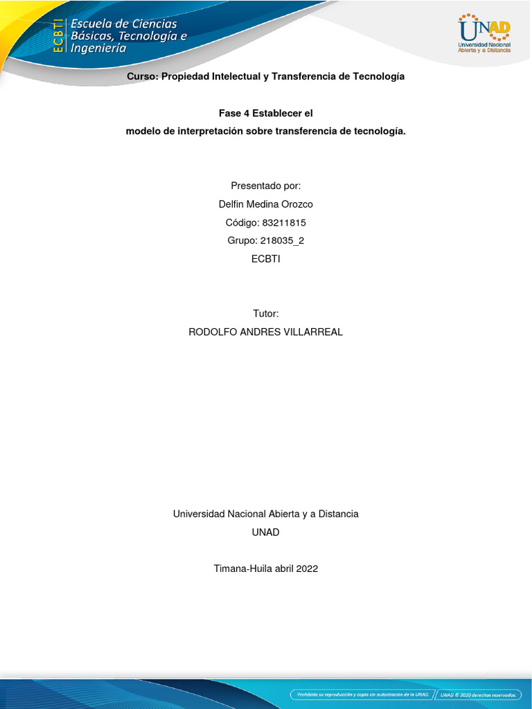 Propiedad Intelectual y Transferencia de Tecnologia-Fase 4 Modelo de Interpretacion Sobre ...