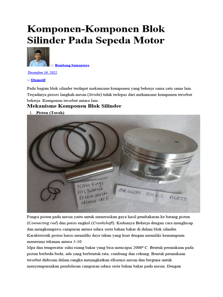 Komponen Block Silinder | PDF | Teknologi & Rekayasa