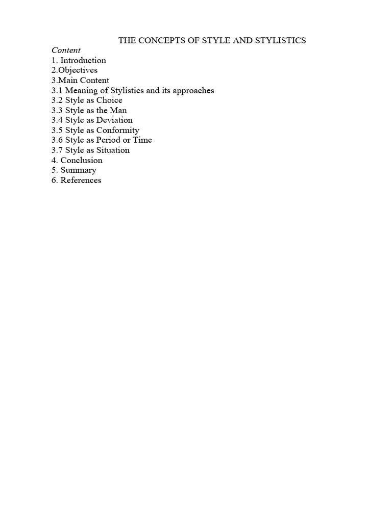 The Concepts of Style and Stylistics | PDF | Linguistics | Human ...