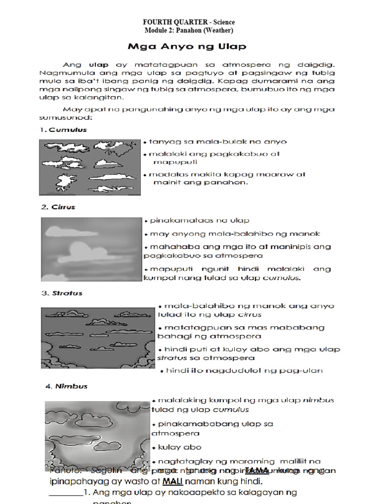 Q4-Science-Uri NG Ulap | PDF