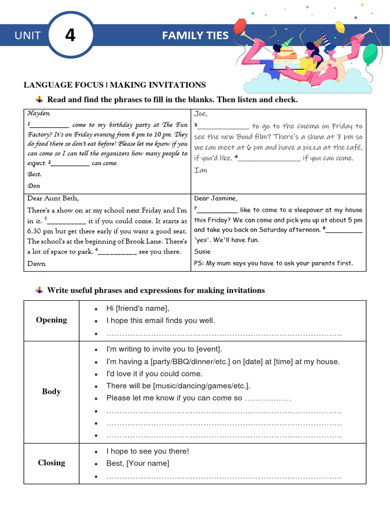 Unit 4 - Writing - An Invitation | PDF