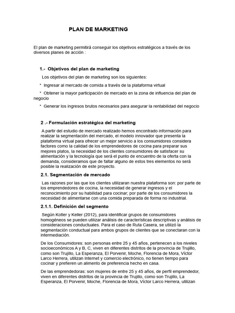 Plan de Marketing | PDF | Marketing | Los consumidores